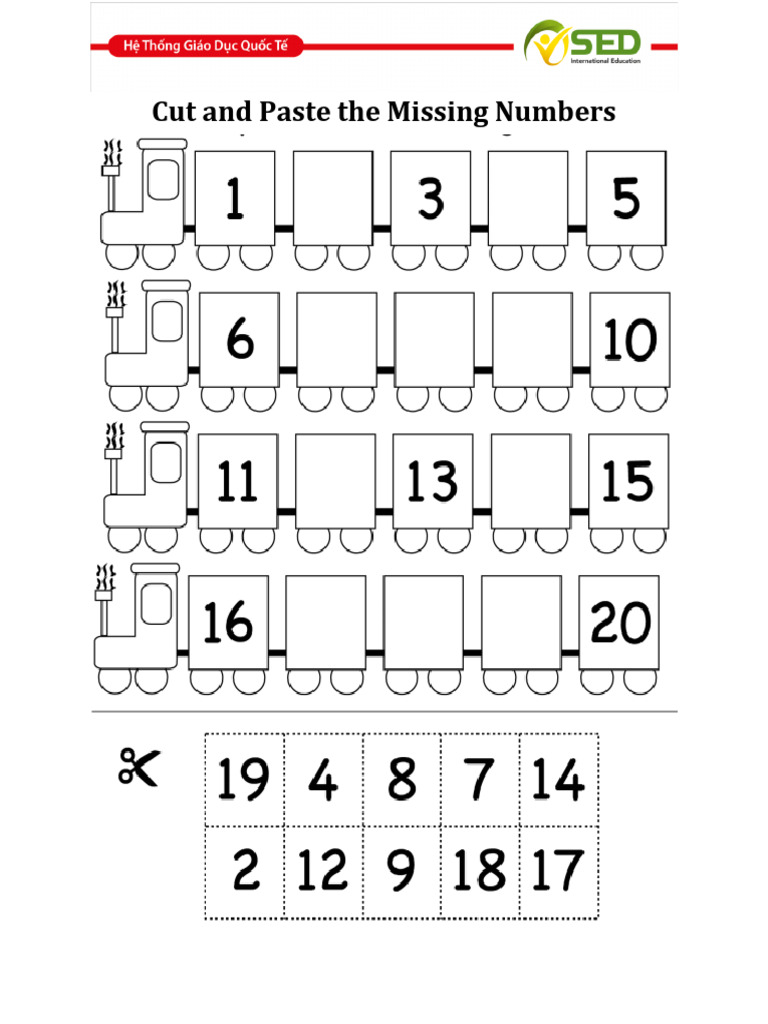 Cut and Paste the Missing Numbers | PDF