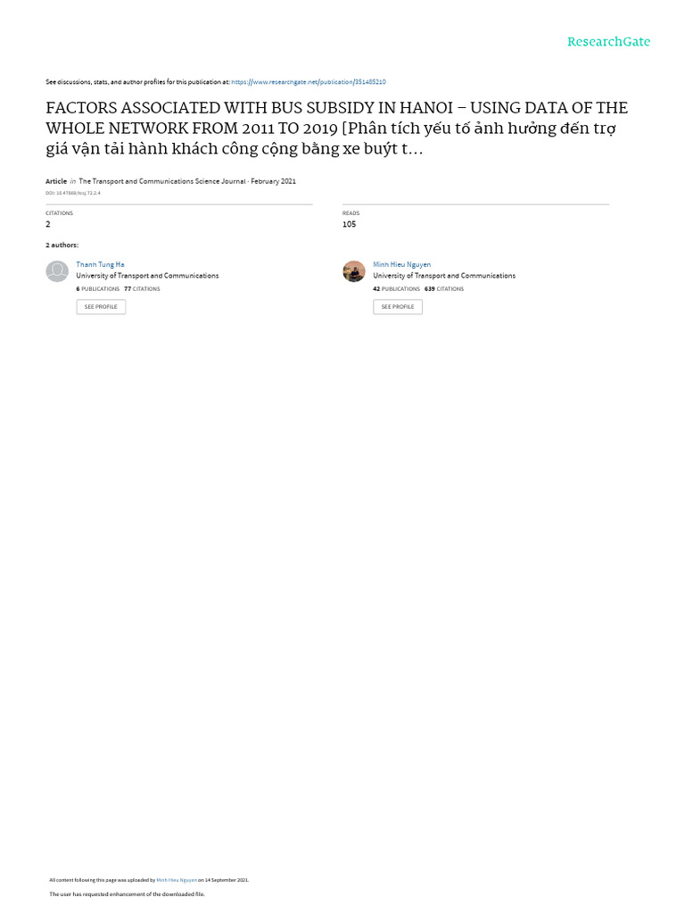 PEII Refs Chap2.0 Bus-Subsidy Hanoi | PDF