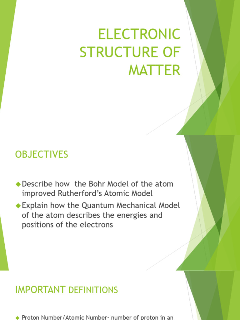 ELECTRONIC-STRUCTURE-OF-MATTER | PDF | Atoms | Atomic Nucleus