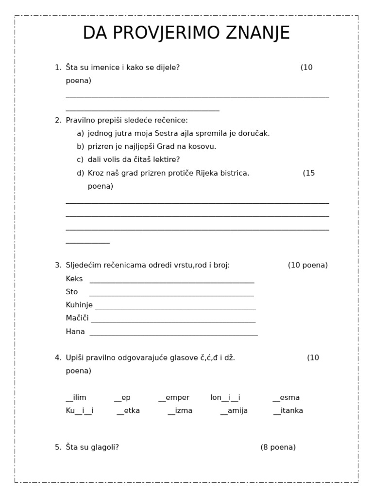 2 Razred Test Iz Bosanskog Jezika | PDF