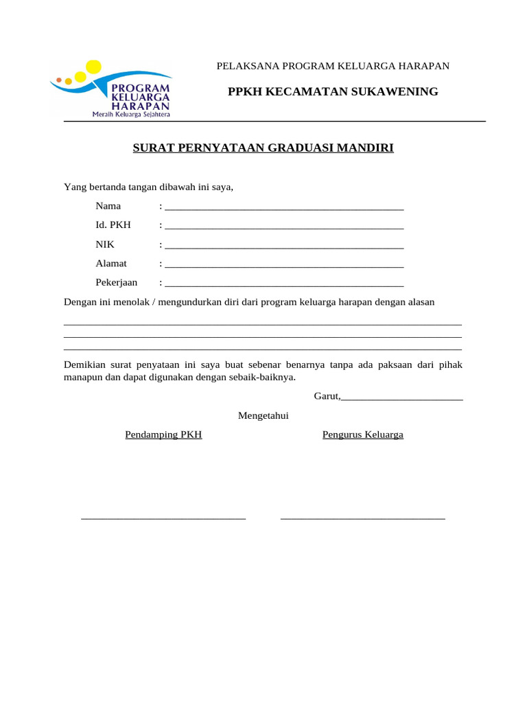 Surat Pernyataan Graduasi Mandiri PKH | PDF