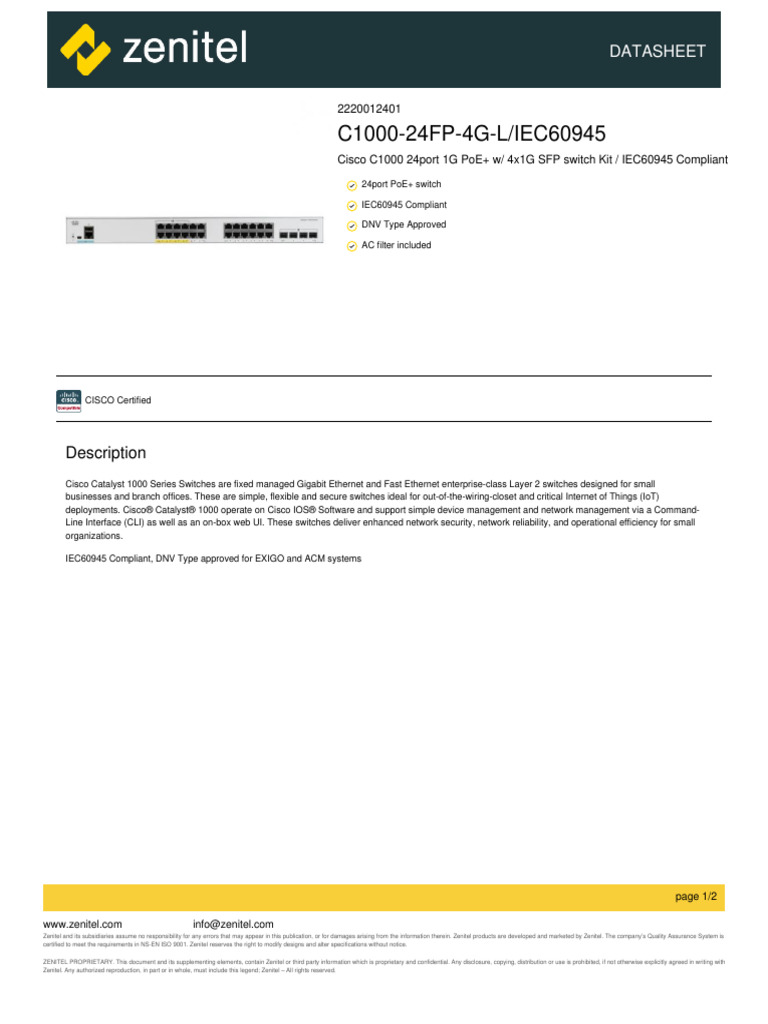 Cisco C1000 24port 1G POE Brochure | PDF | Network Switch | Usb