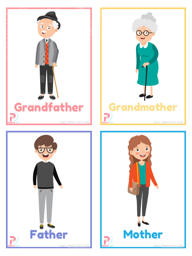 Family Members Flashcards For Kindergarten | PDF