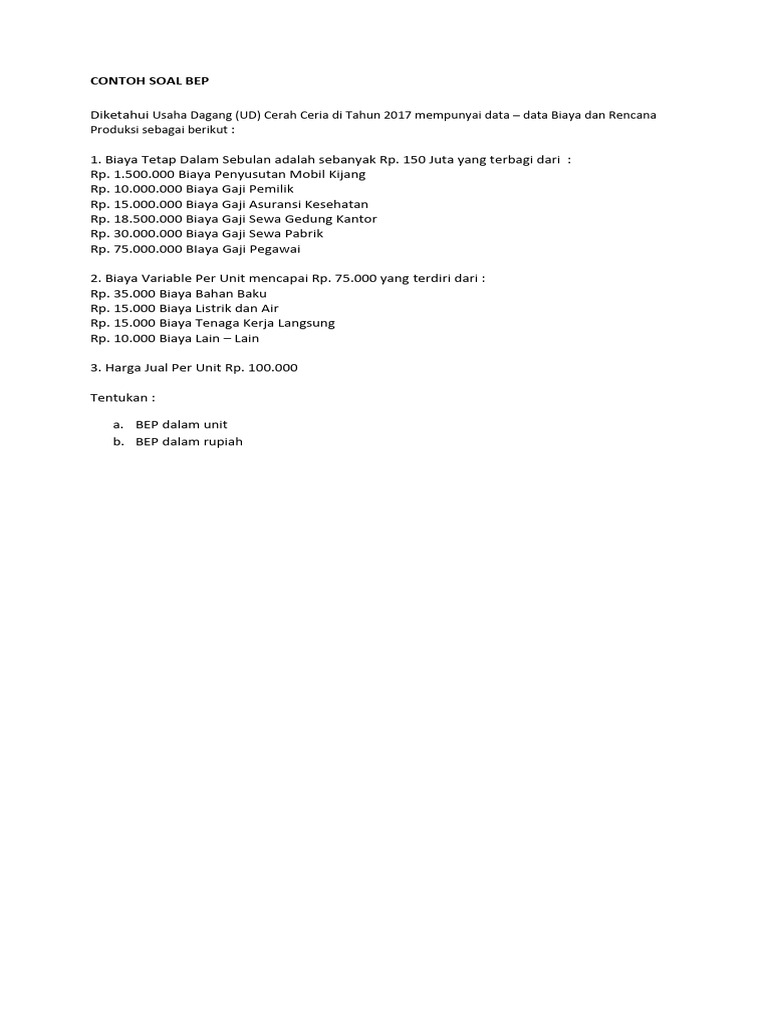 Toaz - Info Contoh Soal Bep PR | PDF