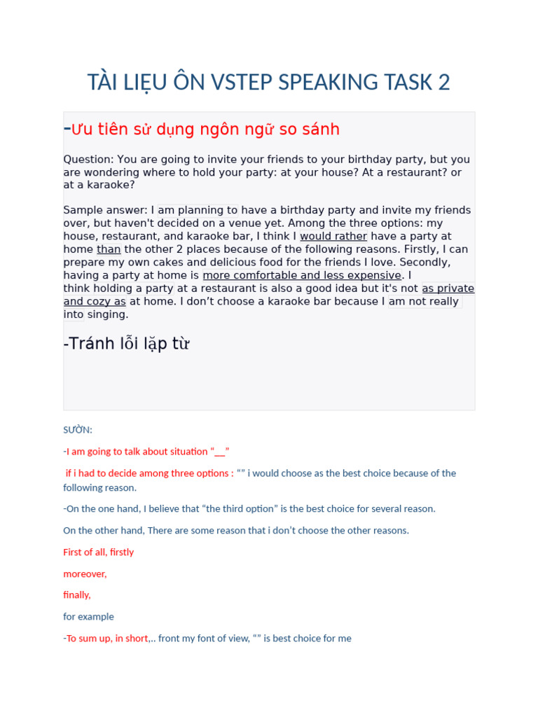 Tài Liệu Ôn Vstep Speaking Task 2 | PDF