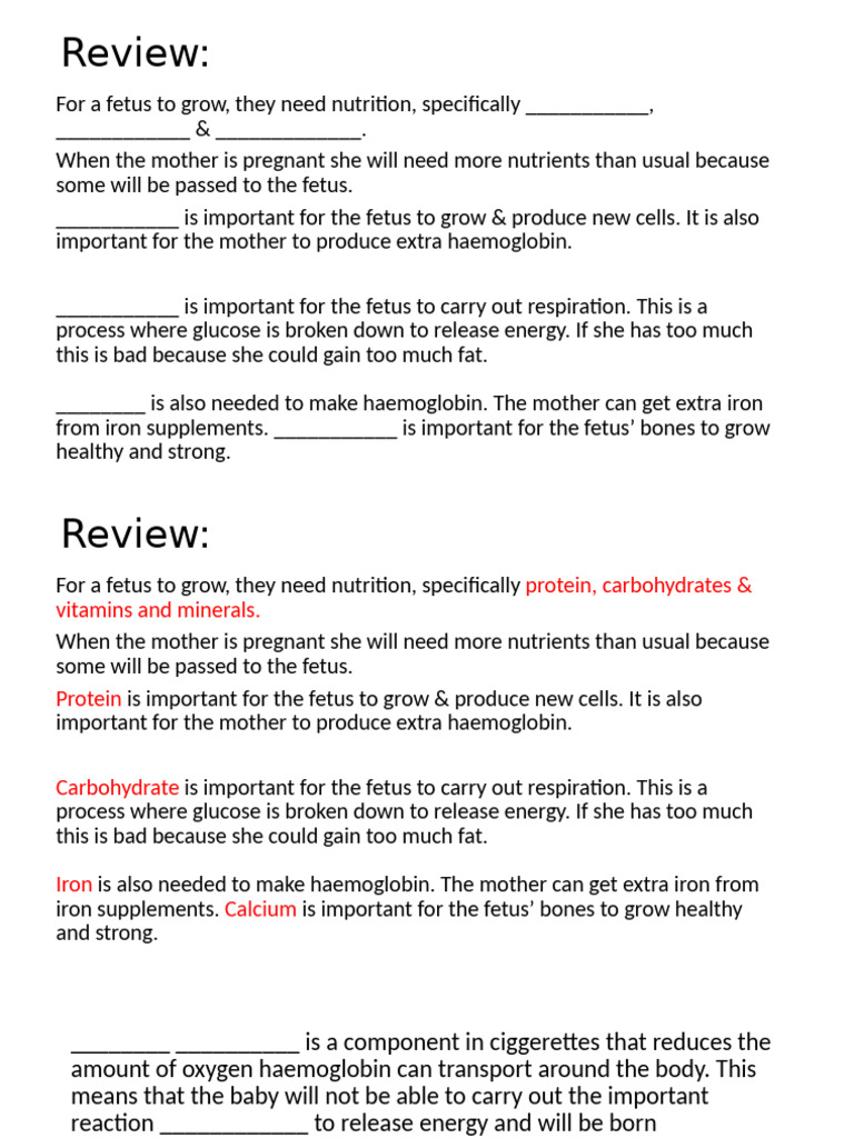 Unit 4 Keepiing A Fetus Healthy | PDF | Human Body | Hemoglobin