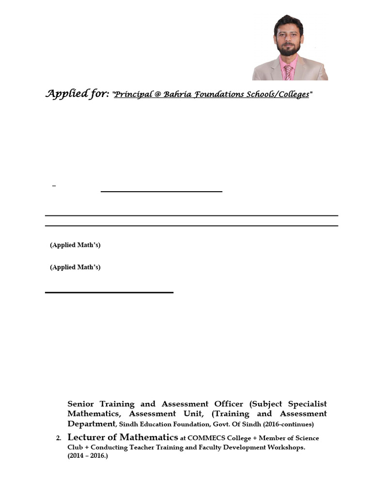 CV for Principal | PDF | Mathematics
