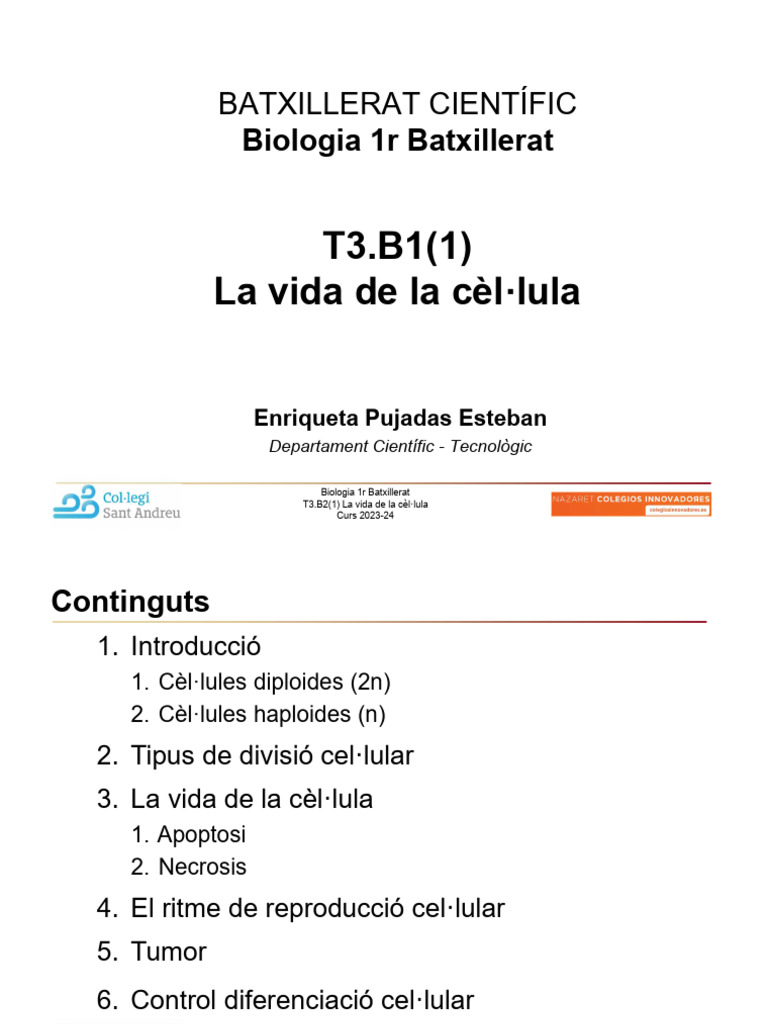 BIOL Batx 1 - T3B2 (1) - La Vida de La Cã L.lula | PDF