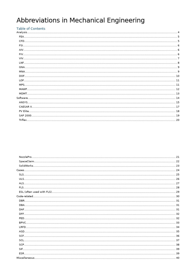 Abbreviations and Vitals in Mechanical Engineering | PDF | Heat ...