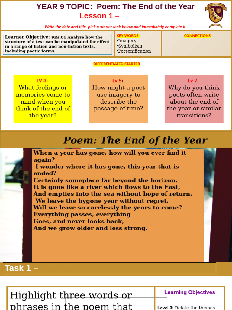 Reading-Poem (The End of The Year) | PDF | Poetry | Critical Thinking