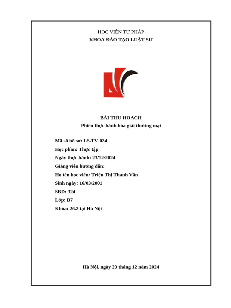 Thu Hoạch Thực Tập -LS4-LS.tv-034 | PDF