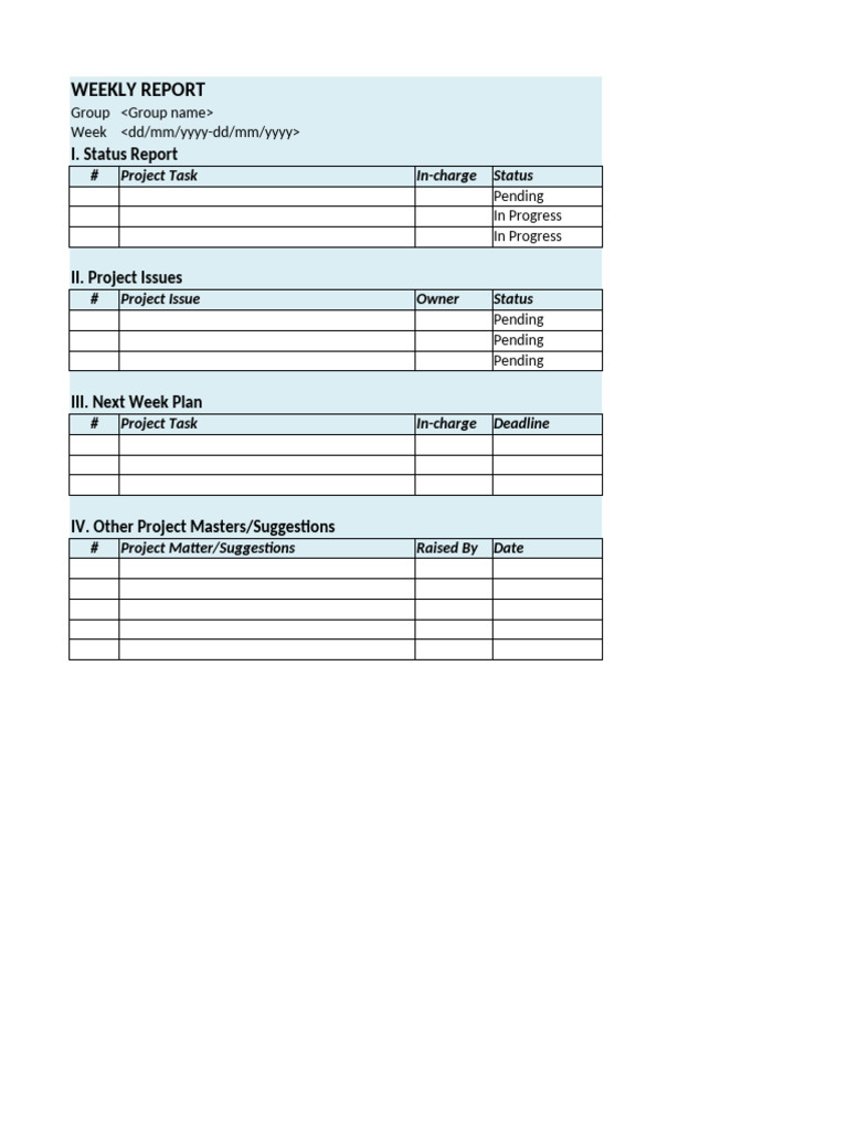 Template Weekly Report | PDF