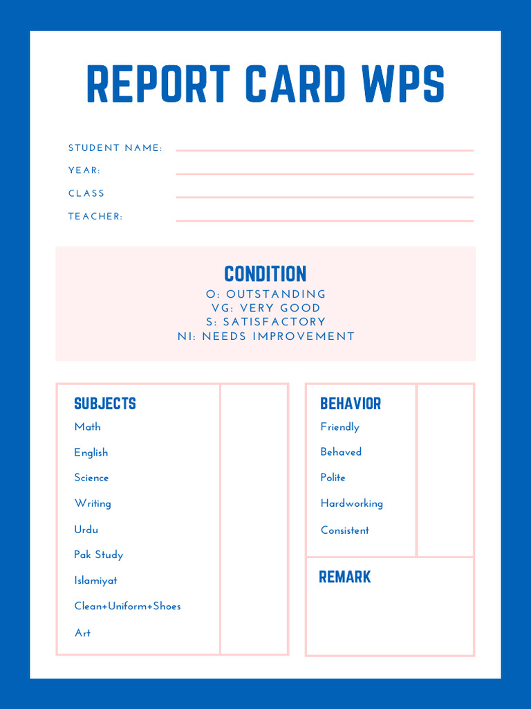 Blue Pencil Homeschool Report Card | PDF