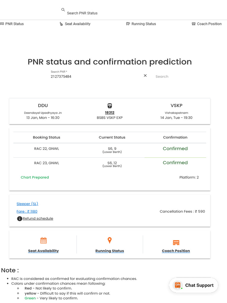 Check PNR Status Live, PNR Status Enquiry and Prediction - Trainman | PDF | Land Transport ...