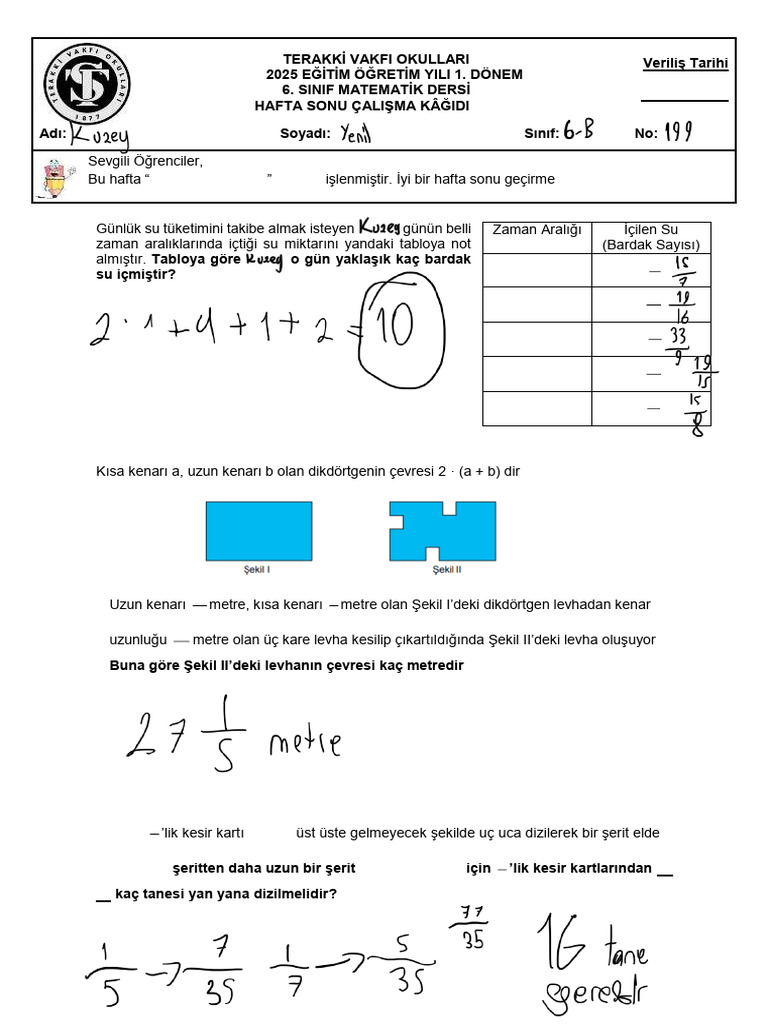 13_Hafta Sonu Ödevi 6.Sınıflar | PDF