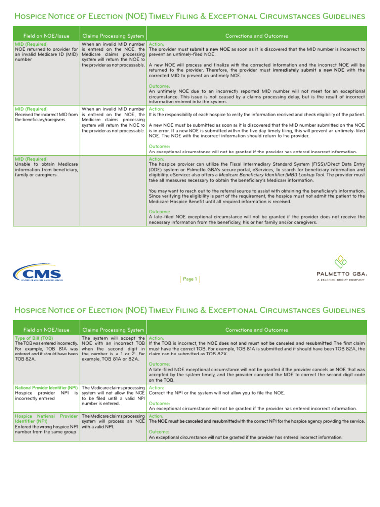 Notice of Election (NOE) Timely Filing and Exceptional Circumstance ...