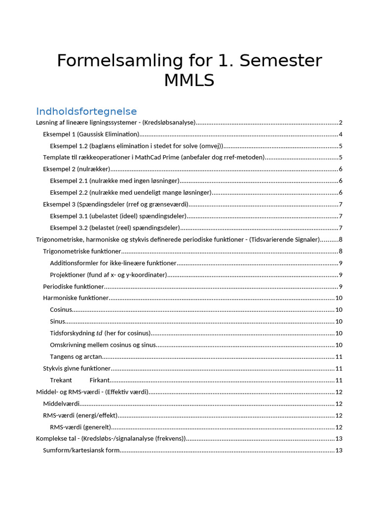 MMLS-Formelsamling | PDF