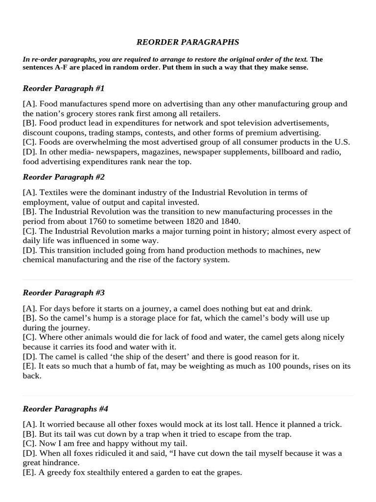 Reorder Paragraph reading PTE | PDF | Advertising | Industrial Revolution