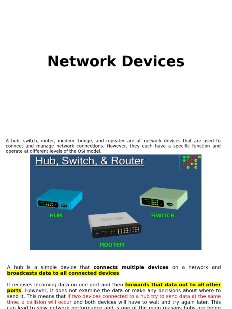 Network Devices | PDF | Computer Network | Network Switch