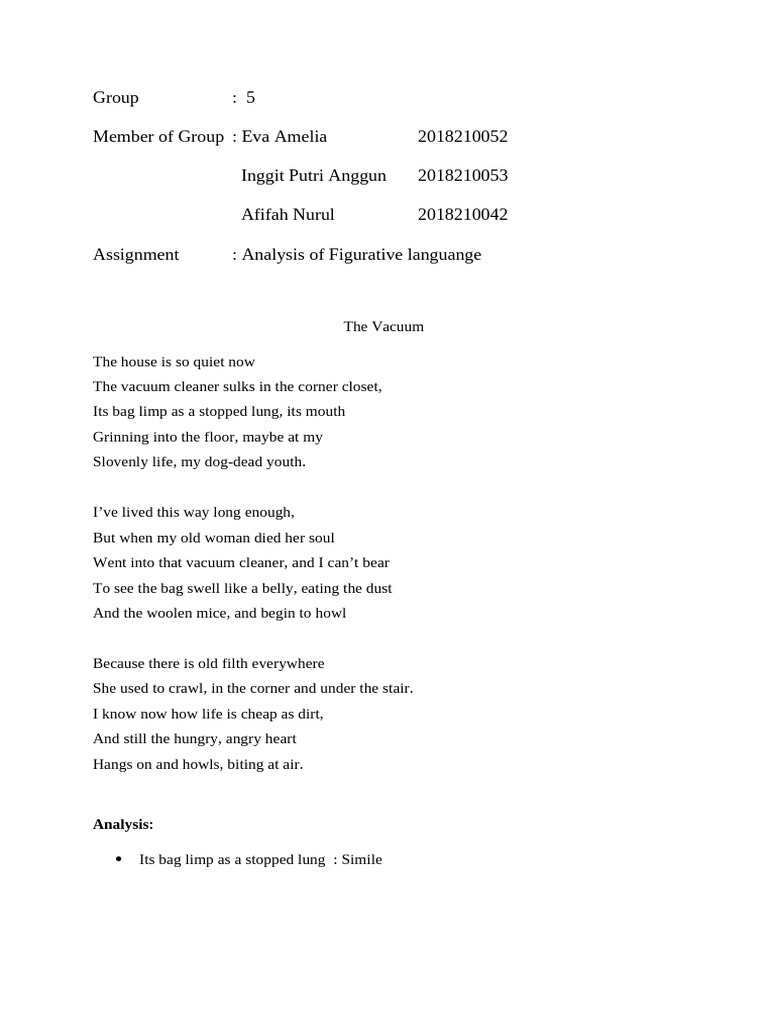 Group 5 - Analysis of Figurative Language | PDF | Linguistics | Figures ...