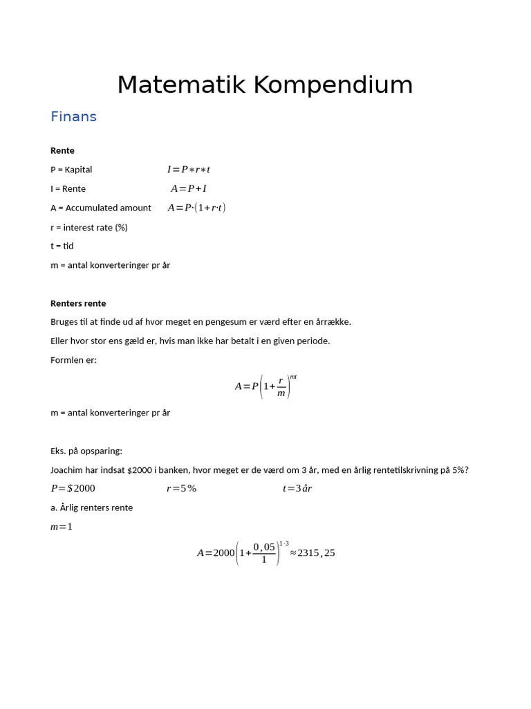 Matematik Kompendium | PDF