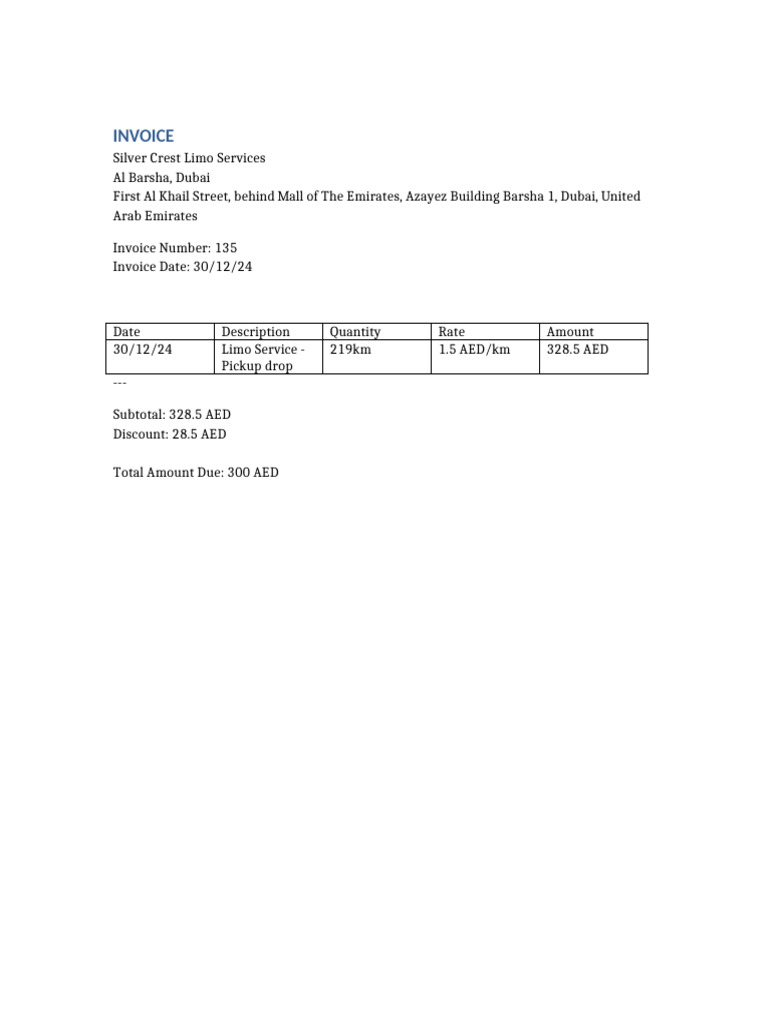 Limo Service Invoice | PDF