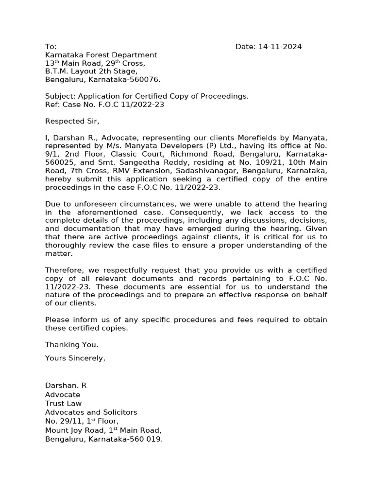 Certified Copy Letter | PDF