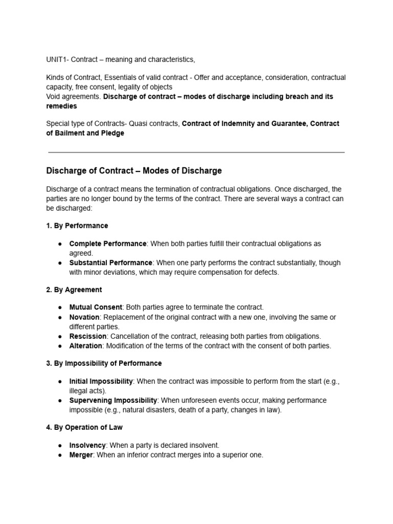 business laws Notes | PDF | Breach Of Contract | Negotiable Instrument