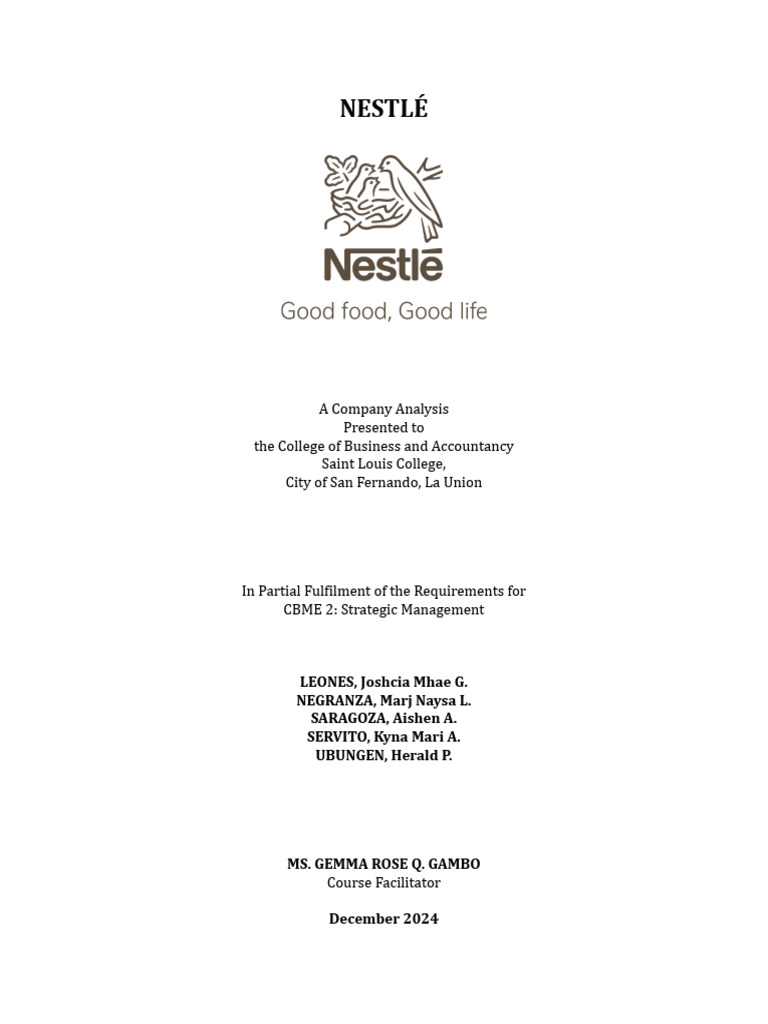 Nestlé Company Analysis and Strategies | PDF | Internal Control | Audit