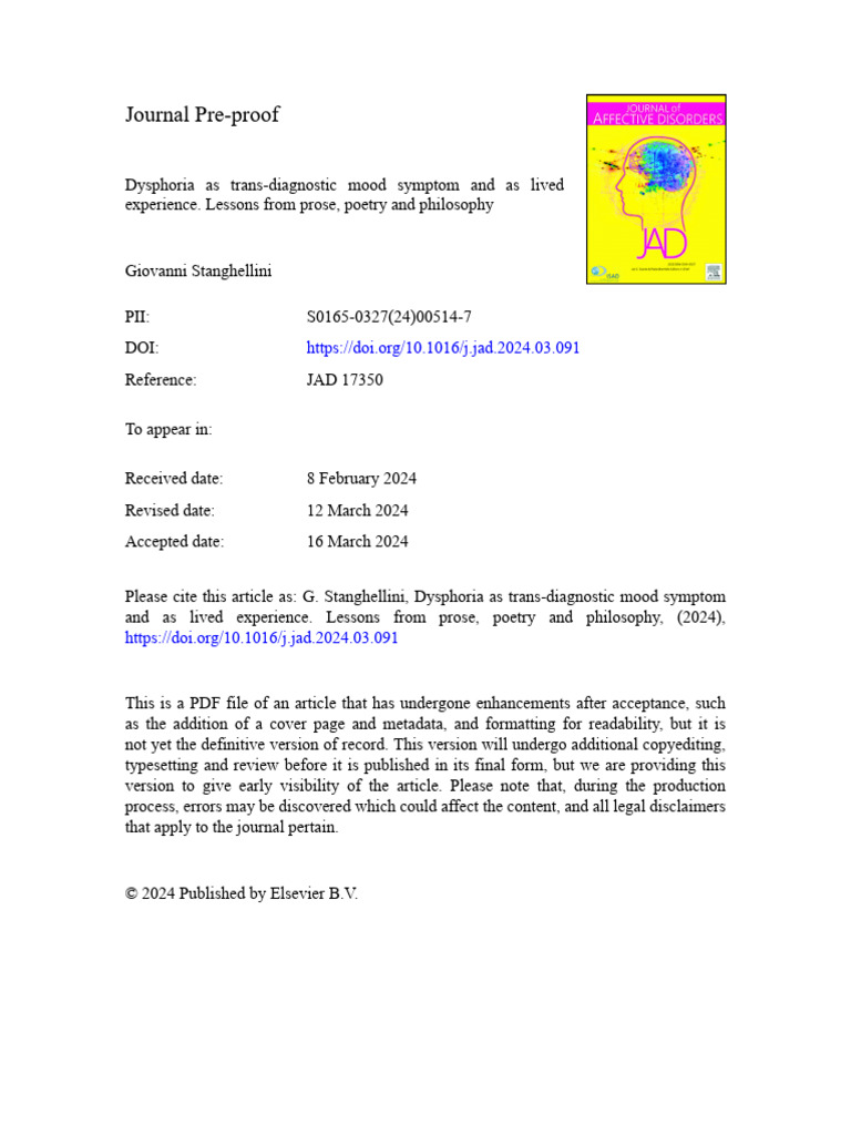 Understanding Dysphoria: Mood and Experience | PDF | Mood Disorders ...