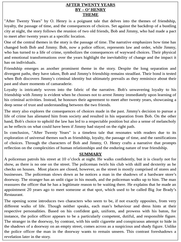 AFTER TWENTY YEARS | PDF | Nostalgia | Police