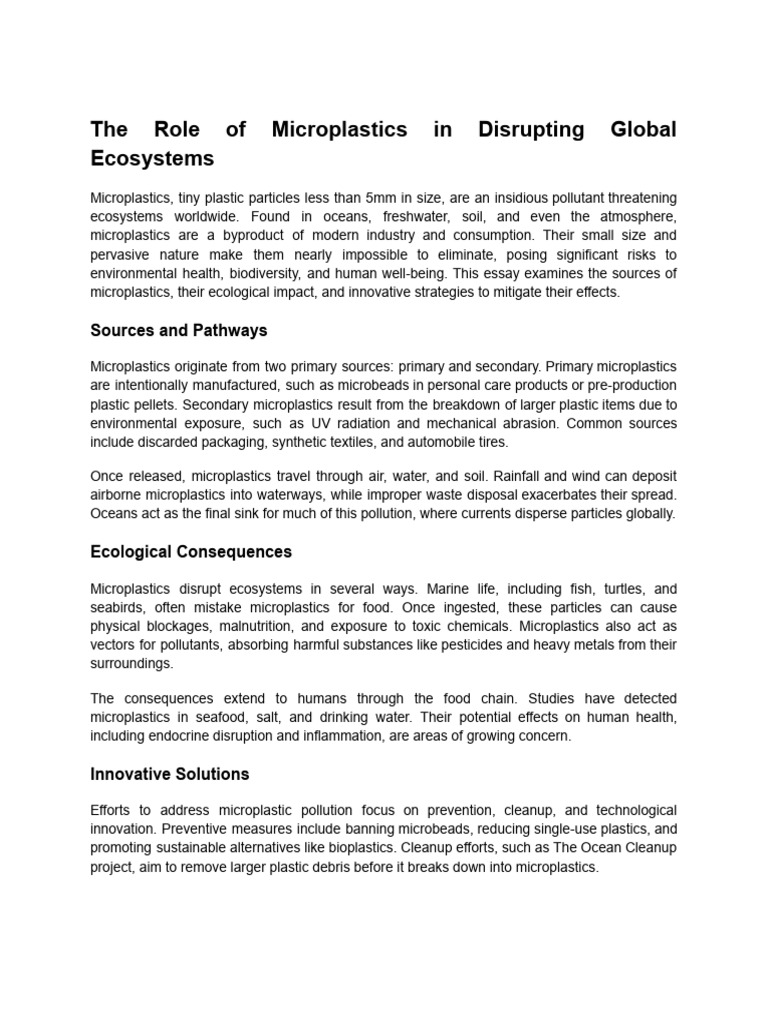 Microplastics' Impact on Ecosystems | PDF | Environmental Issues | Environment