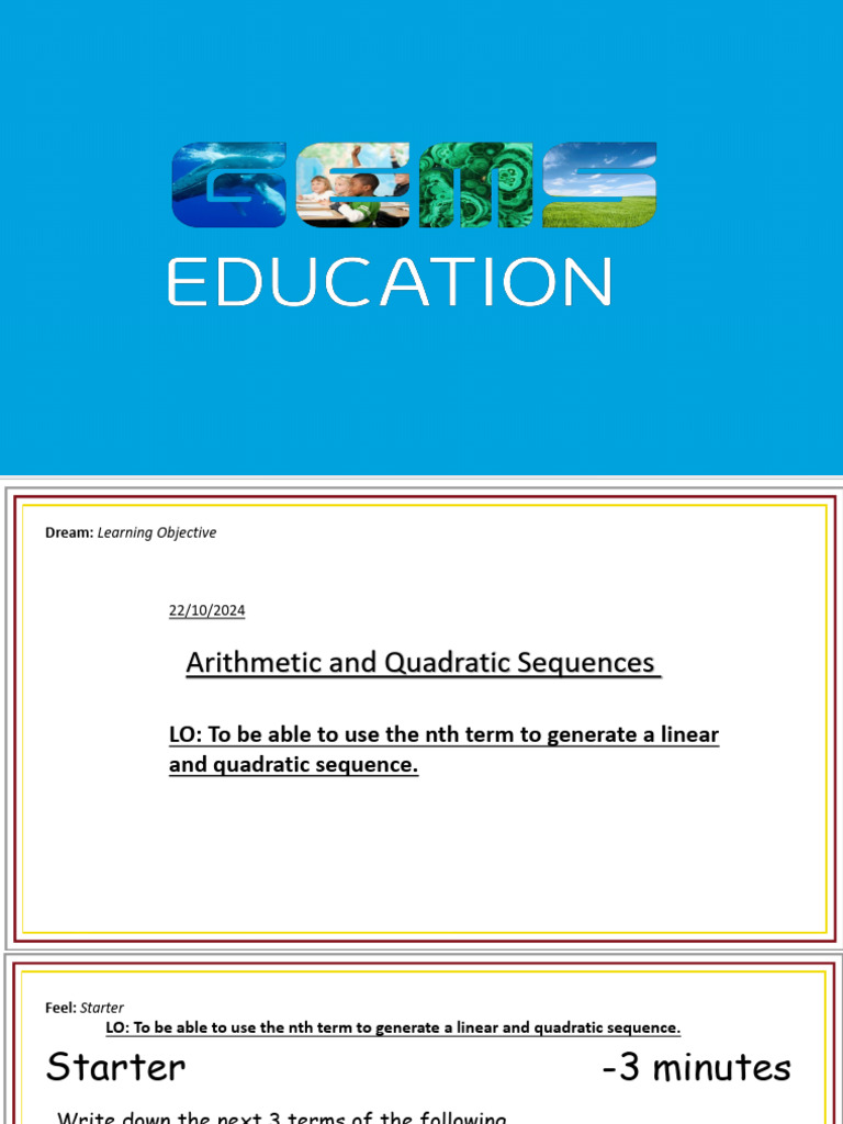 Arithmetic and Quadratic Sequence | PDF | Mathematics | Arithmetic