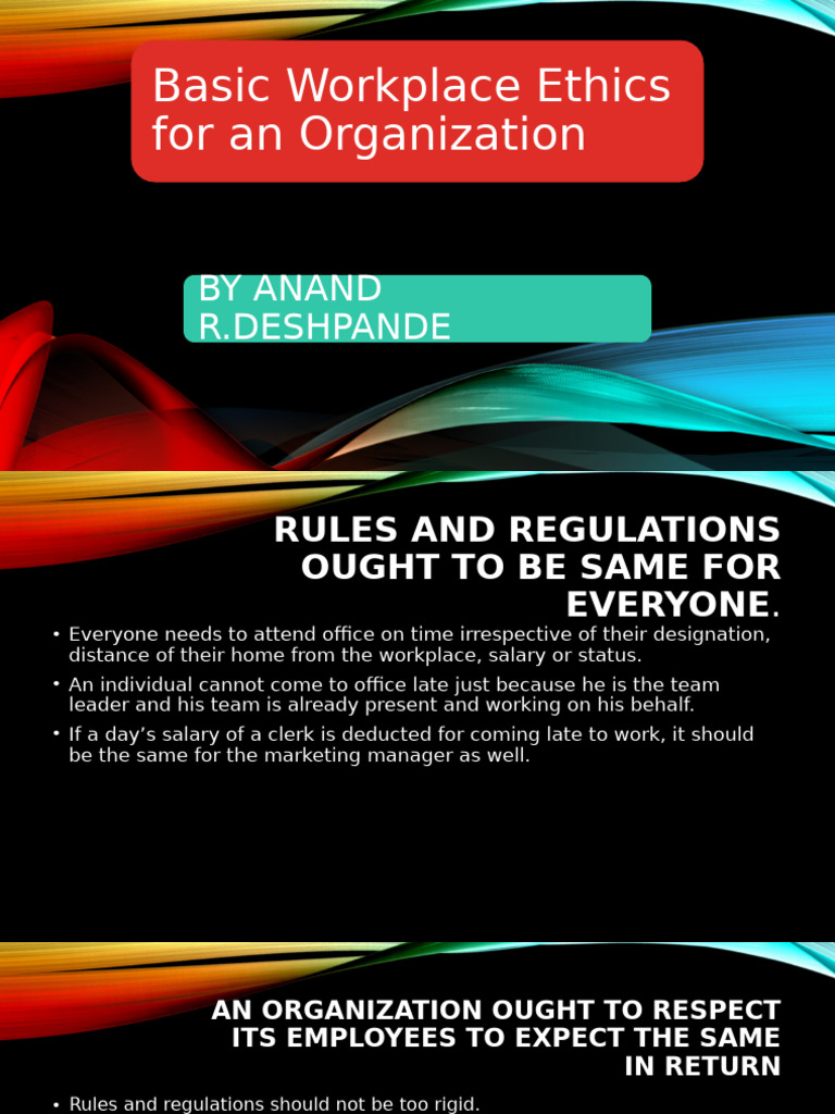 Basic Workplace Ethics For An Organization | PDF | Employment | Economies