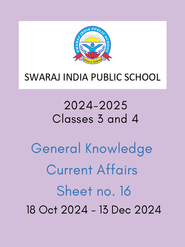 Current Affairs Classes 3 and 4 Phase 6 PDF | PDF