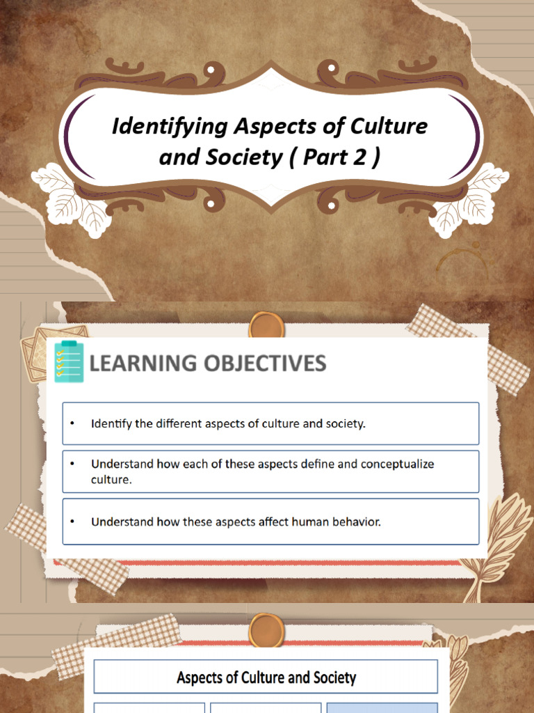 Identifying Aspects of Culture and Society Part 2 | PDF | Socialization ...