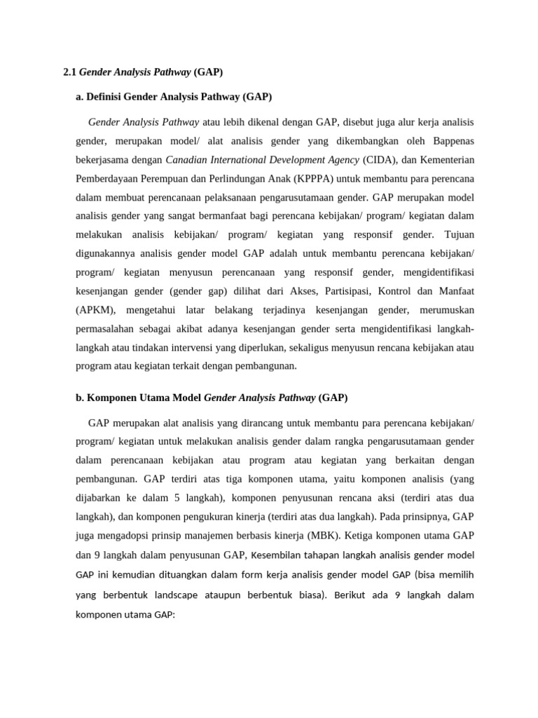 2.1 Gender Analysis Pathway (GAP) | PDF