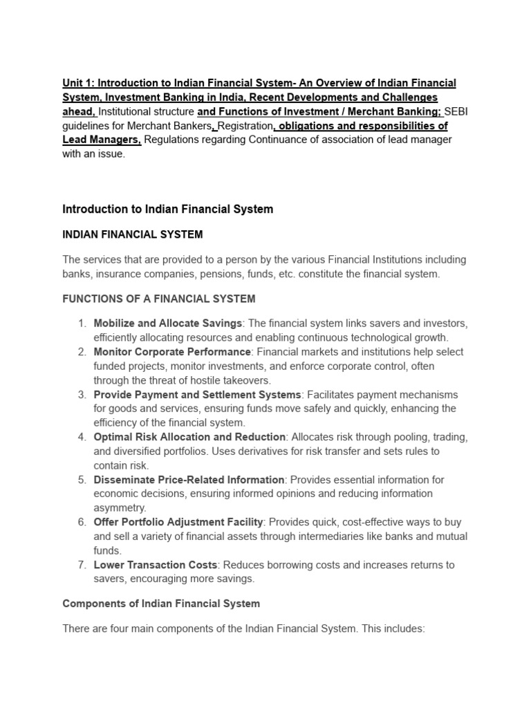 Financial Services Notes | PDF | Investment Banking | Initial Public ...