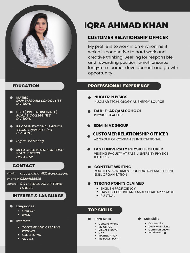 Iqra Cvcustomer Relationship Officer | PDF
