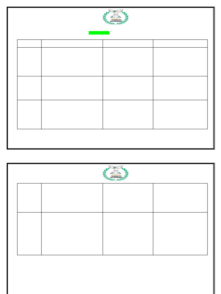 Kamuti Academy Learning Timetable | PDF