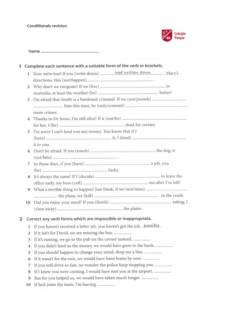 Conditionals Revision | PDF