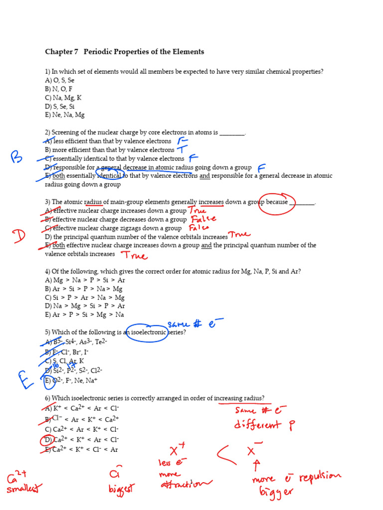 Study Guide Chapter 07 | PDF | Ion | Chemical Elements