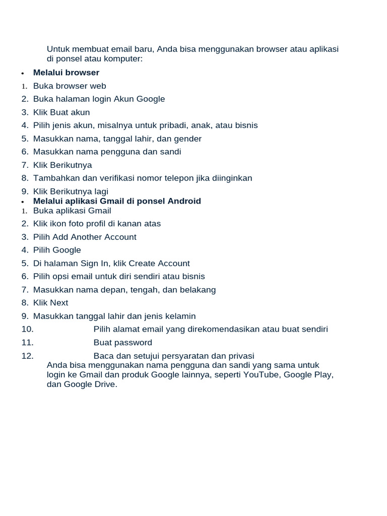 Cara Membuat Akun Email Baru | PDF