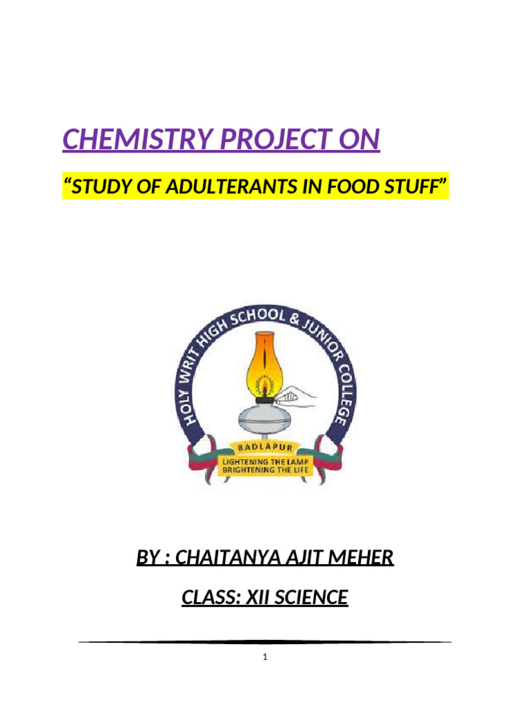 Chemistry Project On Study of Food Adulterants | PDF | Foods | Chili Pepper