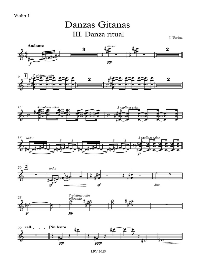 Danzas Gitanas 3 Danza Ritual - Violín 1 - 2025-01-03 1717 - Violín 1 | PDF