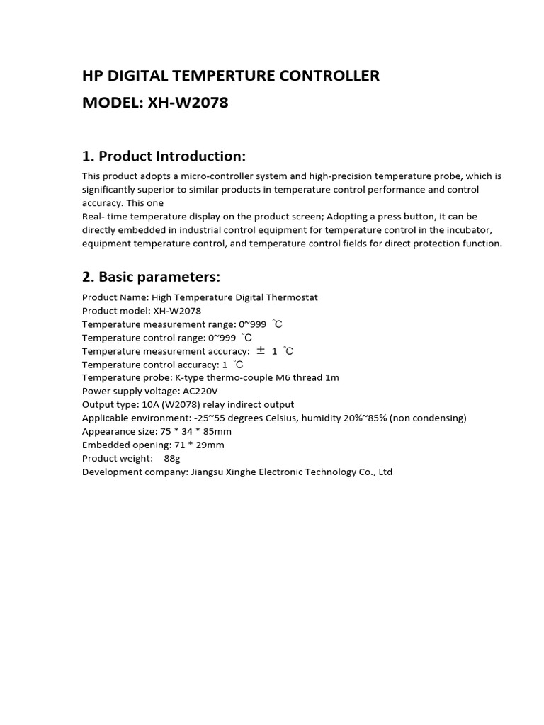 High Temperature Digital Temperature Controller | PDF | Thermostat ...