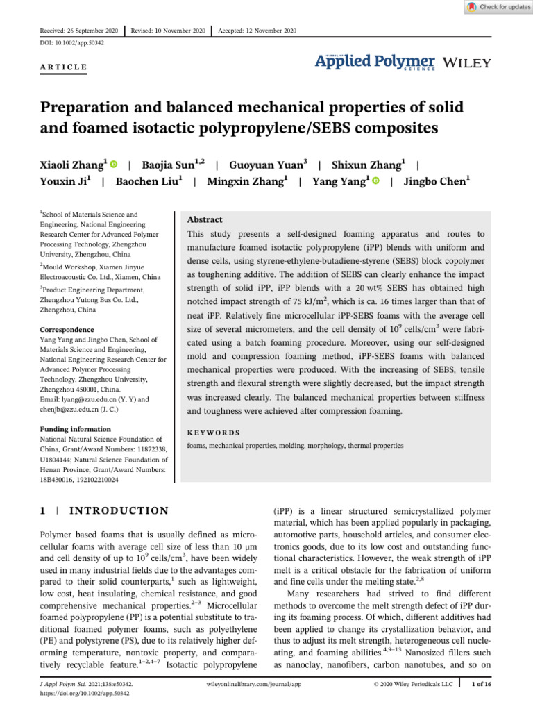 J of Applied Polymer Sci - 2020 - Zhang - Preparation and Balanced Mechanical Properties of ...