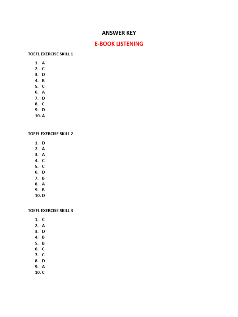 Answer Key Listening Intermedaite | PDF