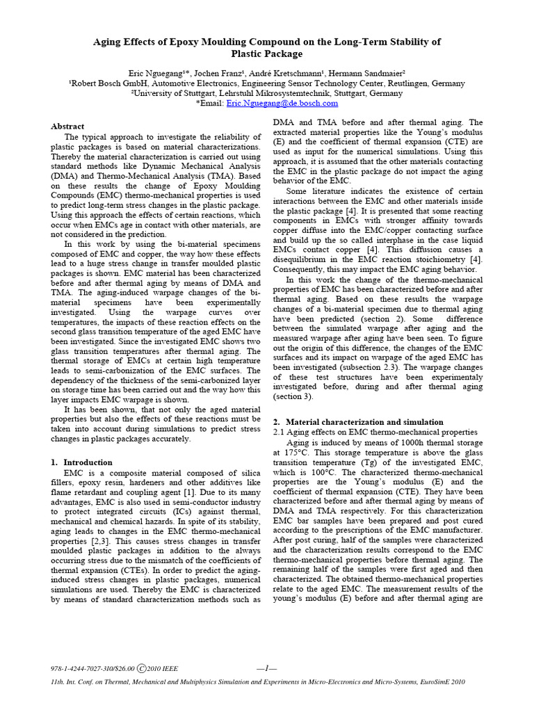Aging Effects of Epoxy Moulding Compound On The Long-Term Stability of ...
