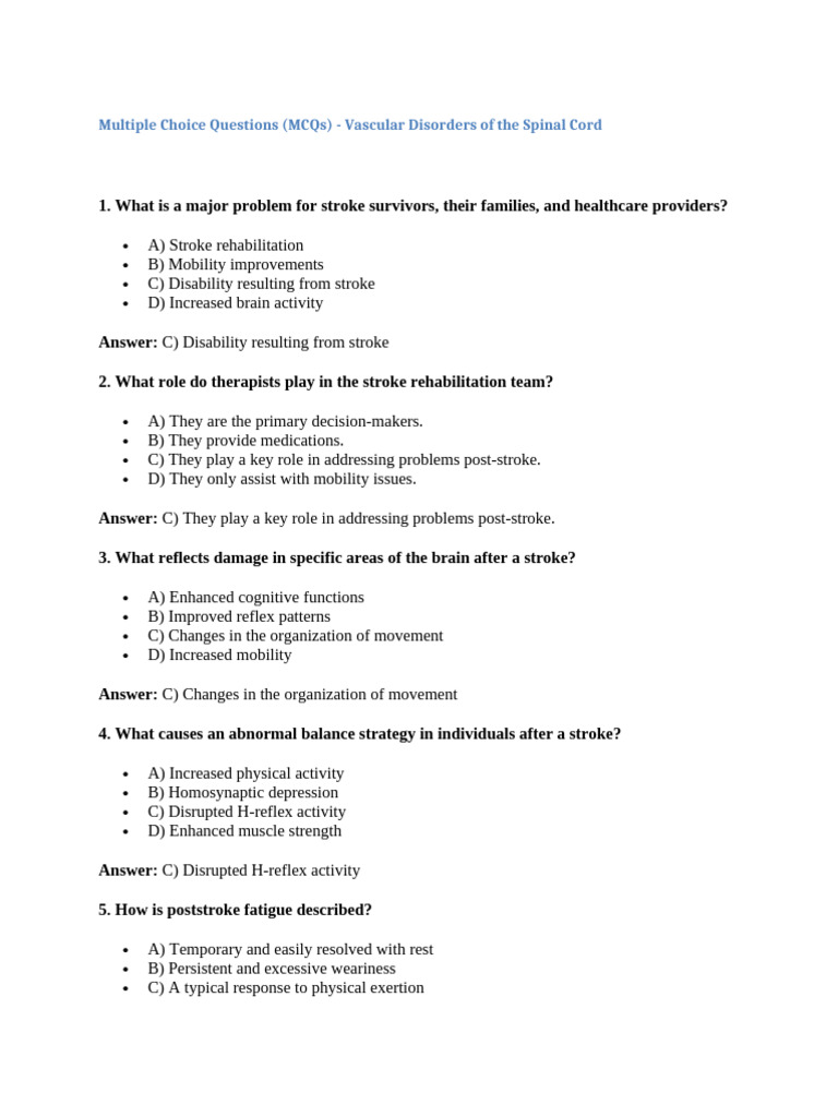 Pathology II, Multiple Choice Questions | PDF | Spinal Cord | Back Pain